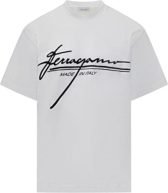 Ferragamo Homme, Tops, Blanc, Taille: M Logoed T-Shirt