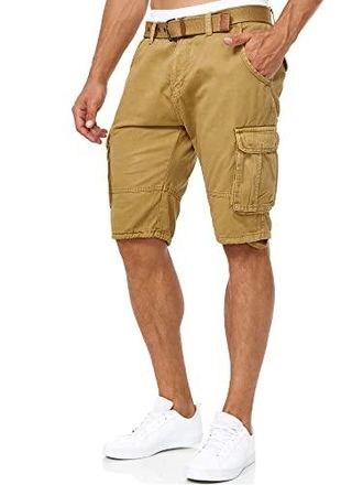 Indicode Hommes Monroe Cargo Shorts | Pantalon Court Cargo avec Ceinture Amber XXL