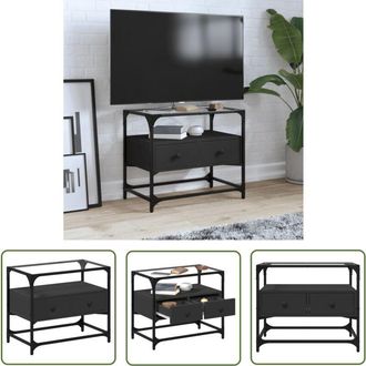 vidaXL The Living Store - TV-Schrank mit Glasplatte Schwarz 60x35x51 cm Holzwerkstoff - tv Schrank - Fernsehtisch - Holzwerkstoff - Glas - Schwarz