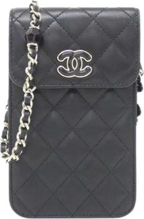 Chanel Pre-owned &Eacute;tui pour t&eacute;l&eacute;phone en cuir dagneau - Femme - Pre-owned - Noir - Taille: ONE Size