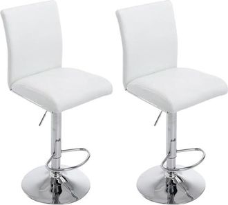 Clp Lot de 2 Tabouret de Bar K&ouml;ln Similicuir R&eacute;glable en Hauteur Dossier et Repose-Pied I Chaise Haute de Bar Confortable Pied en M&eacute;tal I Coule, Couleur:B