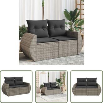 vidaXL vidaXL Rattan - Gartensofa 2-Sitzer mit Kissen Grau Poly Rattan