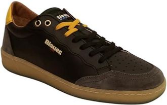 Blauer U.S.A. MURRAY01, Sneakers Low, Chaussures Mode Cuir Unisexe, Black Grey Yellow, 41 EU