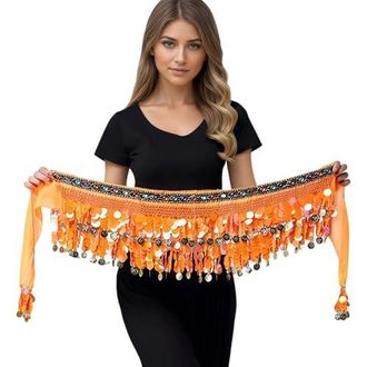 Generico Ceinture de danse du ventre pour femme - Paillettes - Pour le yoga - Accessoire de performance - Danse du ventre - Pour fille et femme - Courte - &Eacute;l&eacute;g