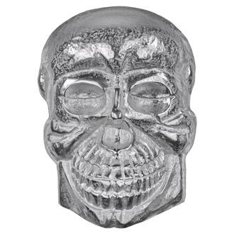 WOMO-DESIGN Deko Skull Totenkopf Unikat 42 x 30 cm (HxB) Silber Gl&auml;nzend Wandskulptur aus Poliertes Aluminium mit Nickel Finish Gothic Totensch&auml;del Sch&auml;del Skulpt