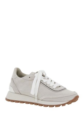 Brunello Cucinelli Womens Low Top Sneakers Grey Suede Trainers