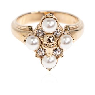 Alexander McQueen Skull & Crystal Ring - - Accessories - Damen - Gelb - 54 MM