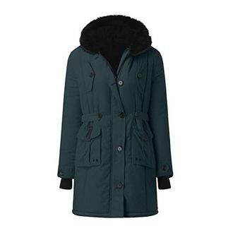 Generic Manteau dhiver quotidien pour femme - Veste &agrave; manches longues - Veste &eacute;paisse &agrave; capuche chaude - Rembourr&eacute;e - Grandes vestes, bleu marine, 3XL