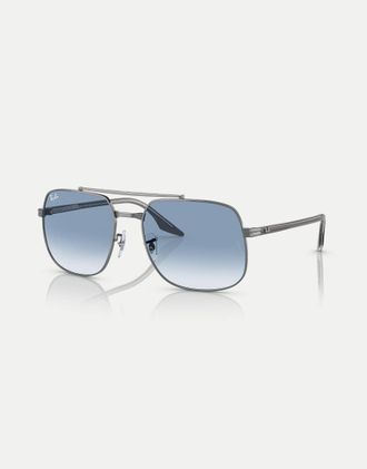 Ray-Ban Rb3699 - Lunettes de soleil carrées avec verres bleus - Gris acier