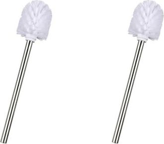 WENKO WC-Bürste mit Edelstahlstiel GlänzendØ 8 x 35 cm - Ersatz-Toilettenbürste, Edelstahl rostfrei, 8 x 35 x 8 cm, Glänzend (Packung mit 2)