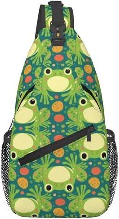 Generic Multifonction Sacoche Tactique Grenouille verte Kawaii Art Sacs Poitrine Mode Crossbody Bag pour Homme Femme Camping