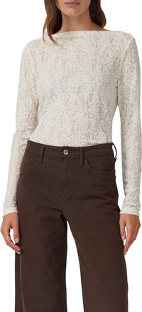 s.Oliver Strukturiertes Langarm-Shirt aus Jersey-Spitze mit U-Boot-Ausschnitt