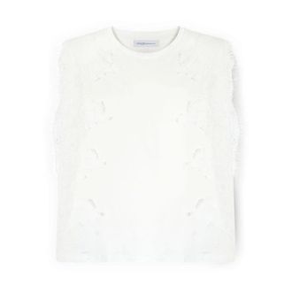Motivi T-Shirt mit Spitzeneins&auml;tzen - - Tops - Damen - Wei&szlig; - XS