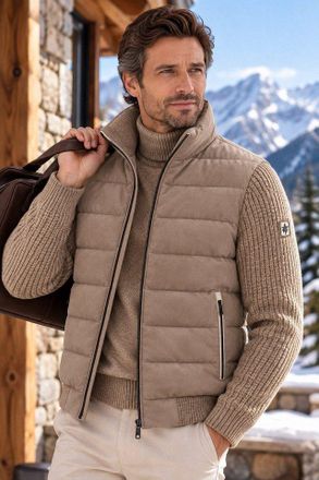 Milestone Hybridjacke MSDean edles Microvelours, atmungsaktiv, wasserabweisend mit Strickelementen