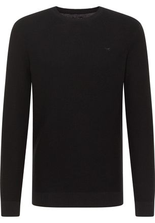 Mustang Jeans Herren Rundhals Pullover Elliot - Regular Fit S - 6XL Blau Schwarz, Größe:4XL, Farbe:Black 4142