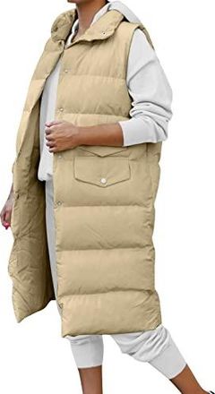 Generic Vestes dhiver longues pour femmes 2026 - Veste thermique rembourr&eacute;e avec poche matelass&eacute;e pour lext&eacute;rieur, kaki, M