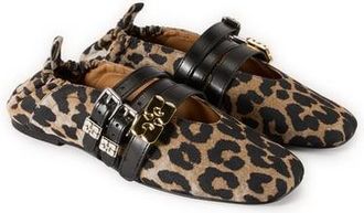 Ganni Ballerines imprim&eacute; l&eacute;opard en coton m&eacute;lang&eacute;