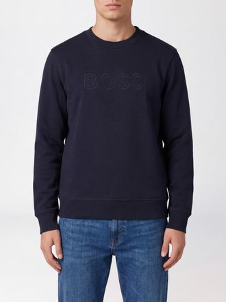 HUGO BOSS Sweat &agrave; col ras du cou en coton avec logo ton sur ton