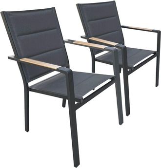 Oviala Lot de 2 chaises de jardin en aluminium et textil&egrave;ne gris