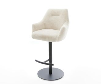 DELIFE Barstuhl Alja-Flex Pl&uuml;sch Creme-Wei&szlig; Drehfu&szlig; h&ouml;henverstellbar Metall Schwarz Taschenfederkern, Barst&uuml;hle