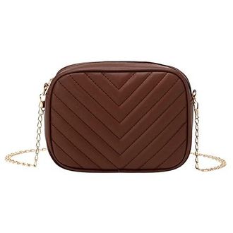 Generic Sac &agrave; bandouli&egrave;re tendance pour femme avec motif &agrave; rayures &eacute;l&eacute;gant et design fonctionnel en cha&icirc;ne pour un compagnon &eacute;l&eacute;gant au quotidien, caf&eacute;, Taill