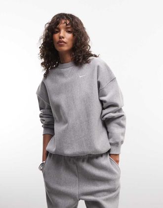 Nike Studio Fleece schwerer Oversize-Sweat in Dunkelgrau