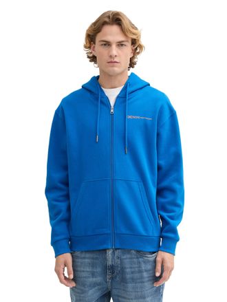 Tom Tailor Herren Basic Kapuzenjacke mit Logo-Print, lapis azul blue, XL