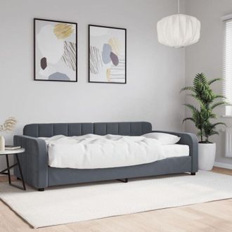 vidaXL Lit de jour avec matelas gris fonc&eacute; 90x200 cm velours Vidaxl