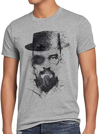 style3 Walter Crystal T-Shirt Homme Meth White TV Serie, Taille:XL, Couleur:Gris chiné