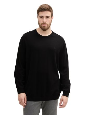 Tom Tailor Herren 1044797 Plussize Basic Strickpullover mit Rundhalsausschnitt, 29999-Black, 3XL