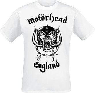 Motörhead England Homme T-Shirt Manches Courtes Blanc XXL 100% Coton Regular/Coupe Standard