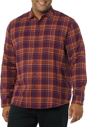 Amazon Essentials Herren Langarmhemd aus Flanell (in &Uuml;bergr&ouml;&szlig;e erh&auml;ltlich), Pflaume Karomuster, M