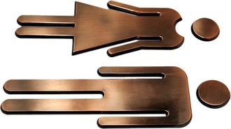 Generic Damen und Herren WC Schild Aufkleber Toilette Badezimmer Plakette - Bronze