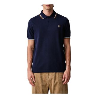 Fred Perry Polo &agrave; double liser&eacute; - Homme - Tops - Bleu - Taille: M