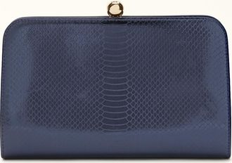 Furla Alba Clutch S Navy Blau Leder Mit Python Whips Lame-print Damen