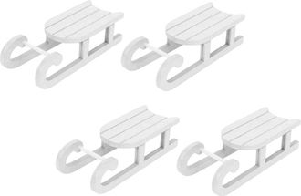 BESPORTBLE 4 St&uuml;ck Wei&szlig;e Holz Schlittenornamente Weihnachtsdekoration Tischdeko Festlich Kreative Heimdekoration