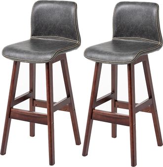 Generic Barhocker aus PU-Leder mit Fu&szlig;st&uuml;tze - Ergonomisches Design mit niedriger R&uuml;ckenlehne f&uuml;r K&uuml;che und Hausbar, stilvolle Sitzgelegenheiten in Tresenh&ouml;he