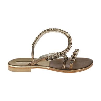 Emanuela Caruso Capri Goldene Juwel-Ledersandalen - - Shoes - Damen - Gelb - 36 EU