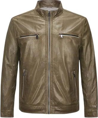 Milestone Herren Lederjacke gr&uuml;n