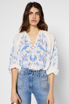 Gerard Darel Blouse patchwork en voile de coton - UTESA - Blanc