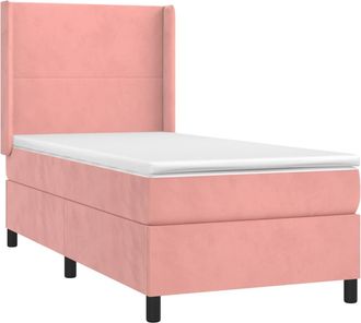 vidaXL Vidaxl - Letto A Molle Con Materasso E Led Rosa 90x190 Cm In Velluto