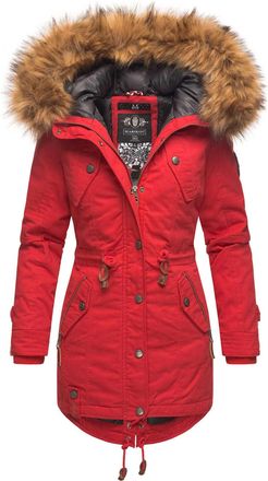 Marikoo Damen Winterjacke mit abnehmbarem Kunstfellkragen & Taillenzug