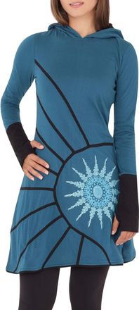 Purewonder Alternatives Kleid Kapuzenkleid mit Mandala dr77 Blau2 XXL