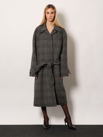 Balenciaga Womens One Layer Raglan Wool Coat Grey
