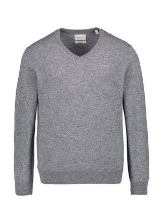 GANT Herren Pullover grau Lammwolle unifarben