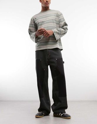 Weekday Astro - Jean baggy style charpentier &agrave; taille basse avec passants - Noir