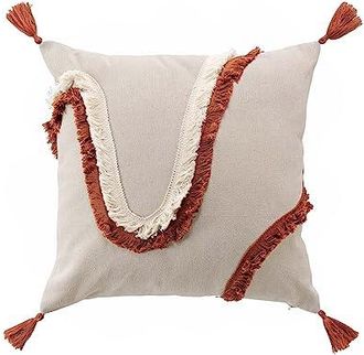 Douceur d'Intérieur Malory Kissen mit abziehbarem Bezug (40 x 40 cm), Terrakotta, einfarbiges, Polycotton mit Muster