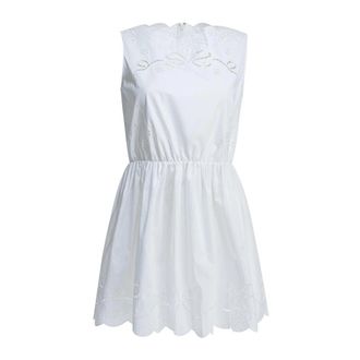 Self Portrait Kleid aus Baumwolle mit Lochstickerei - - Dresses - Damen - Wei&szlig; - S