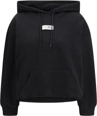 Maison Margiela Femme, Sweatshirts et sweats &agrave; capuche, Noir, Taille: 42 FR Sweat &agrave; Capuche Oversize en Coton avec &Eacute;cusson Logo
