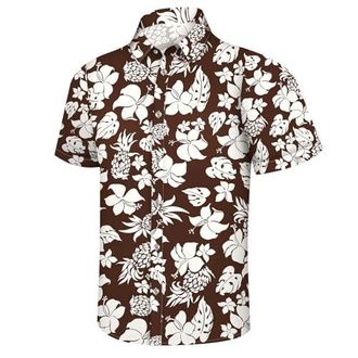 Generic Chemise hawa&iuml;enne amusante pour homme - Chemise d&eacute;t&eacute; l&eacute;g&egrave;re - Chemise tropicale tendance - Coupe ample - Haut boutonn&eacute; - Respirant - Manches longues -